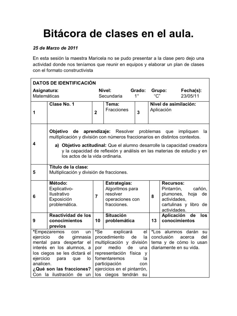 Ejemplos y Guía de Bitácoras de Clase | PDF | Multiplicación | Maestros