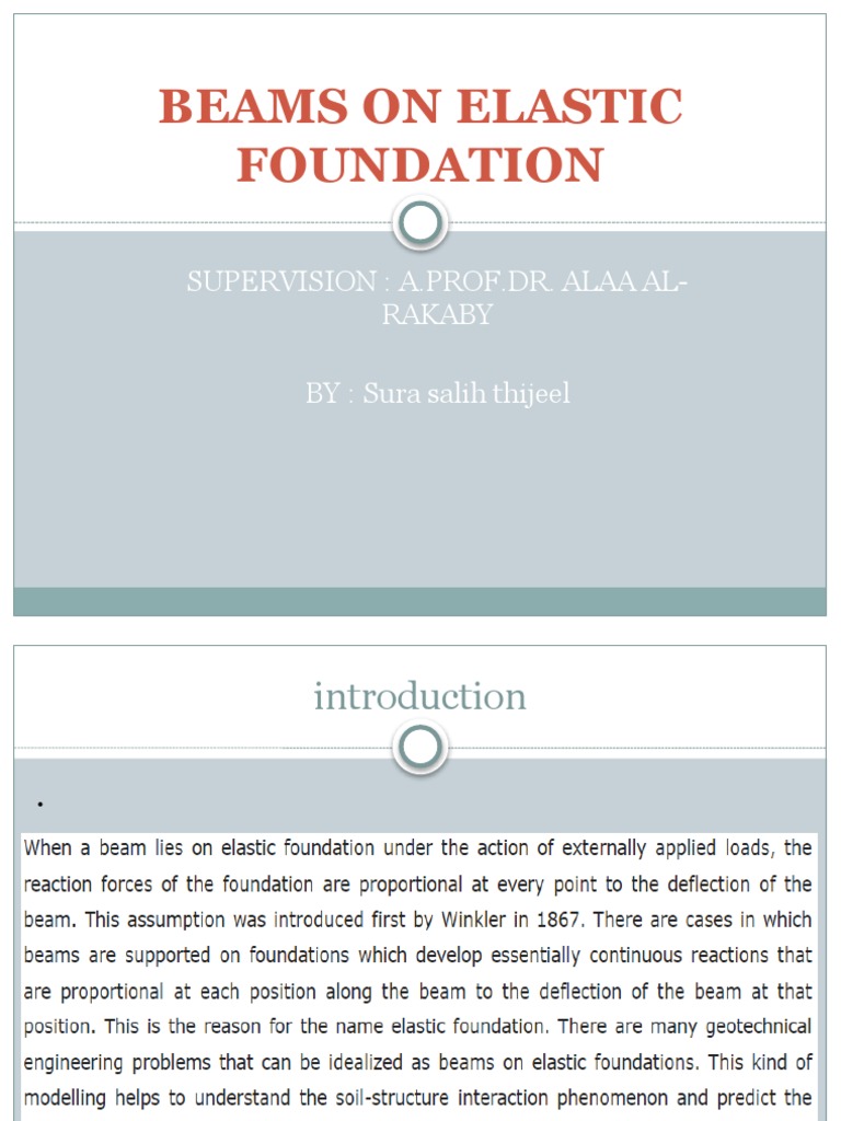 Beams On Elastic Foundation | PDF | Beam (Structure) | Elasticity (Physics)
