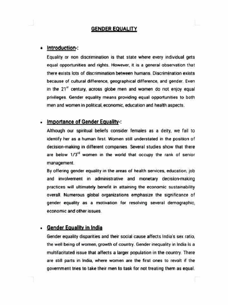 Gender Equality: Importance of Gender Eguality | PDF | Gender Equality ...