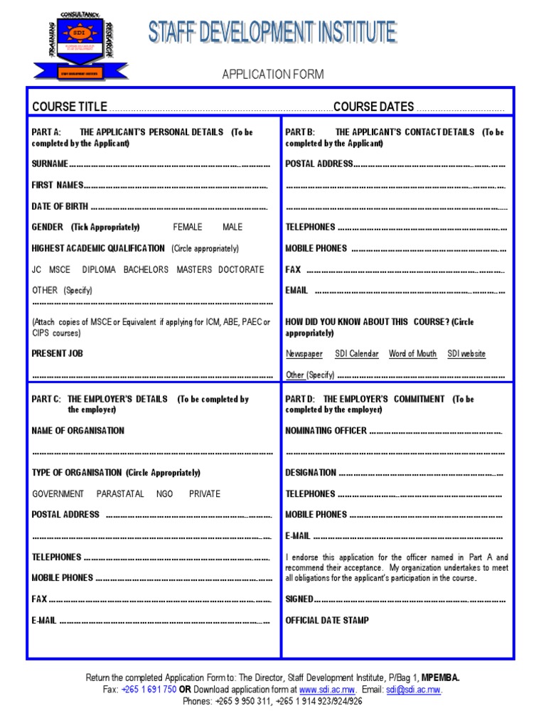 Sdi Application Form | PDF | Communication