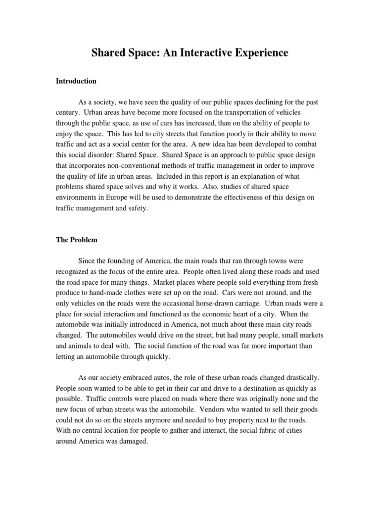 Shared Space: Urban Design Solution | PDF | Traffic | Street