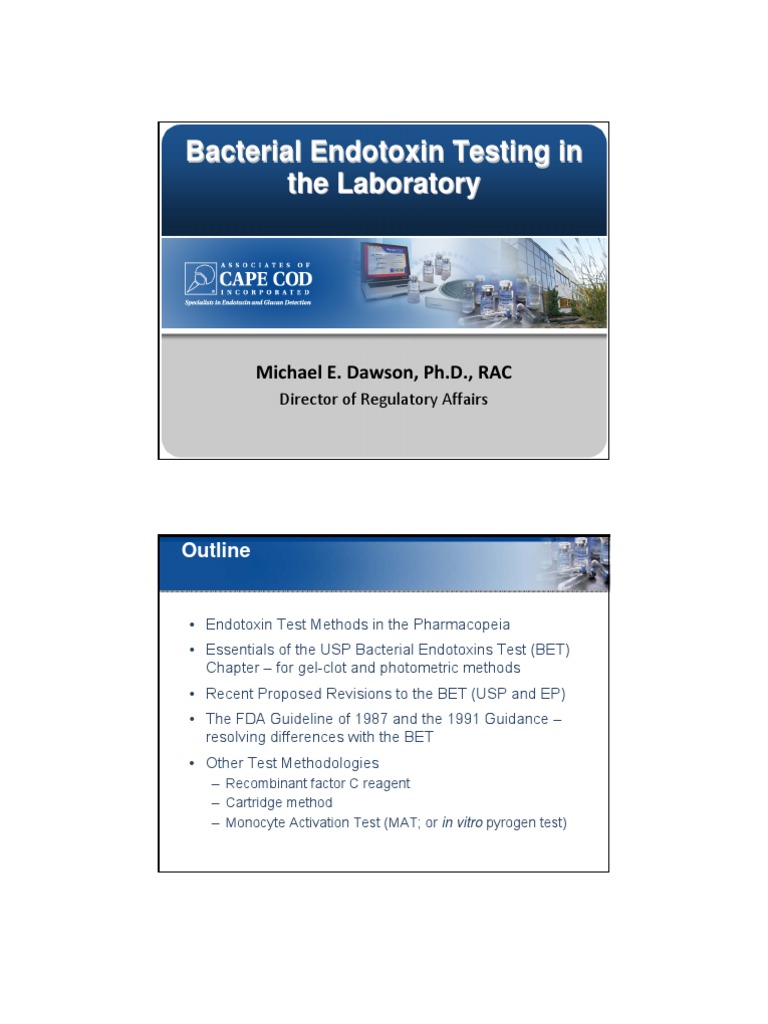 Bacterial Endotoxin Testing in The Laboratory | PDF ...