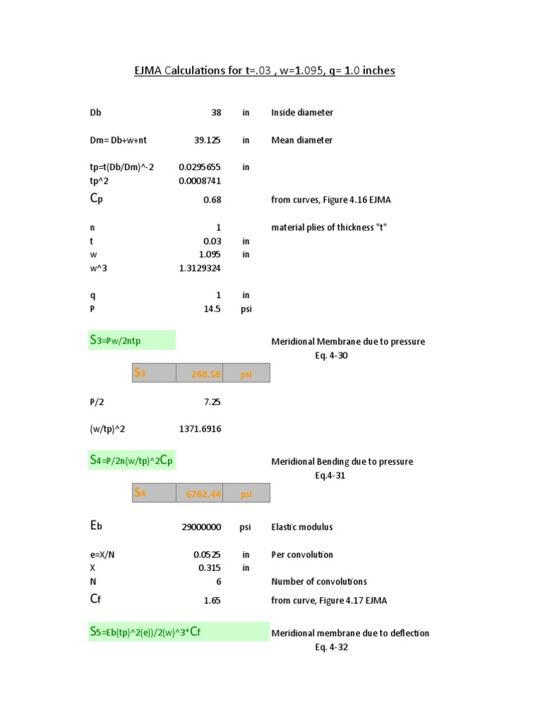 EJMA Bellows Calculator | PDF | Mechanics | Deformation (Mechanics)