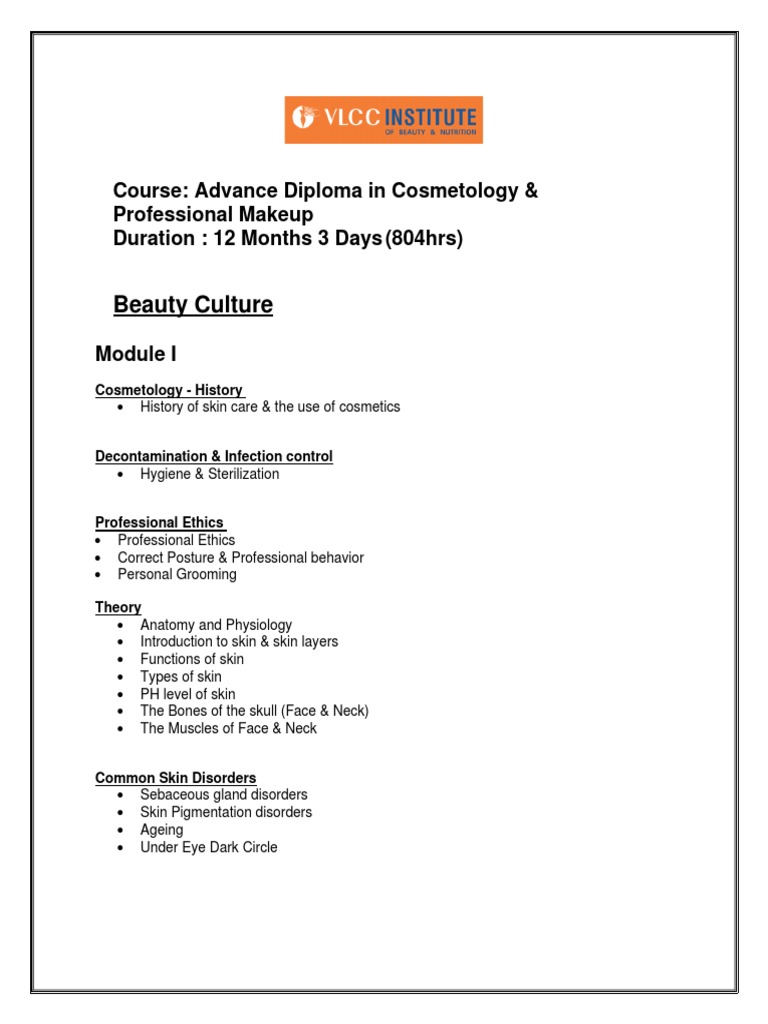 Advance Diploma in Cosmetology and Professional MakeUp - Jan2022 | PDF ...