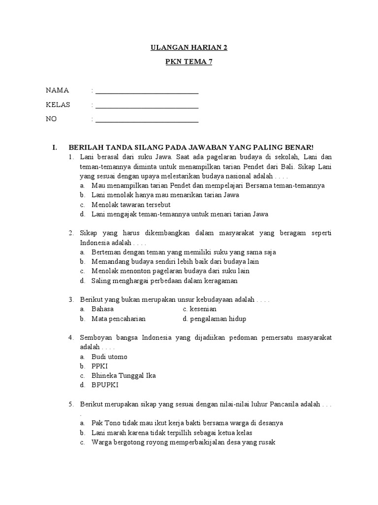 Ulangan Harian 2 - sm2 - Mar22 | PDF