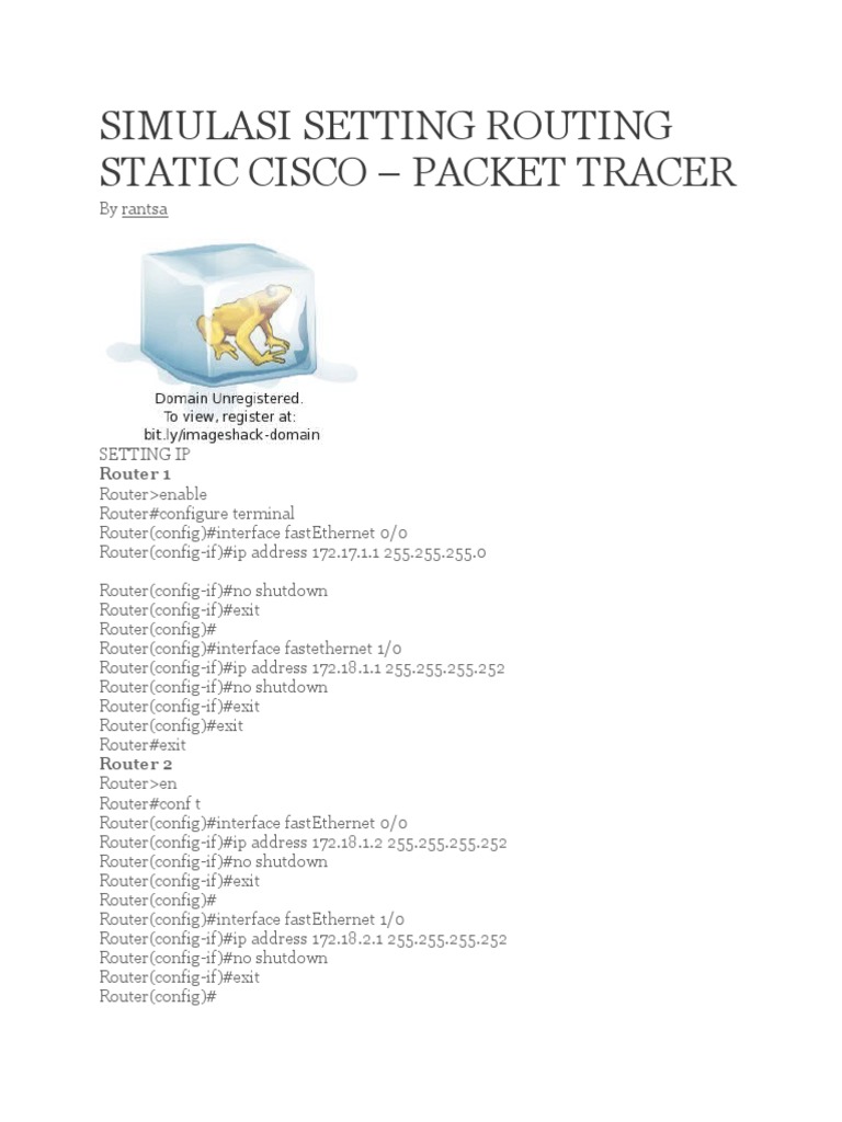 Static Routing Configuration in Cisco | PDF