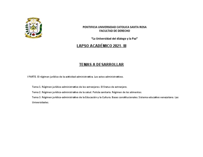 Ucsar Temas A Desarrollar - Primera Parte | PDF