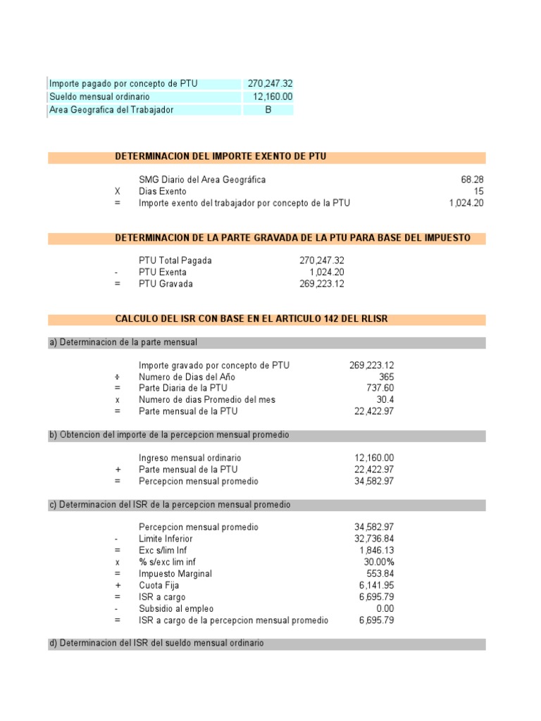 Determinacion Del Importe Exento de Ptu | PDF | Impuesto sobre la renta ...