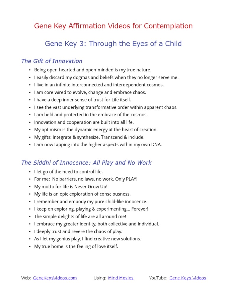 Gene Key 03 Affirmations | PDF