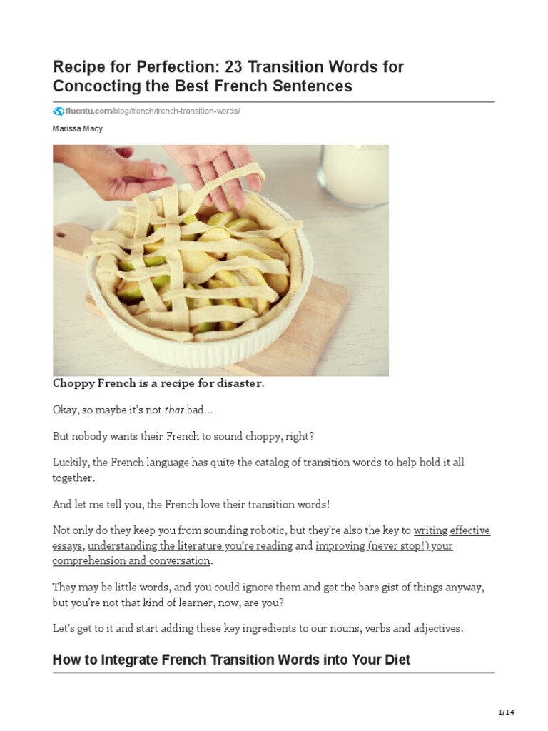 French Transition Words | PDF | Fluency | Word