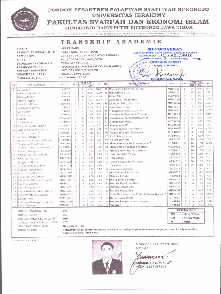 Transkip Akademi | PDF