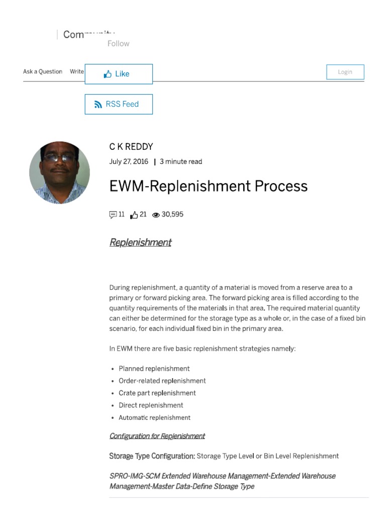 EWM Replenishment Process | PDF