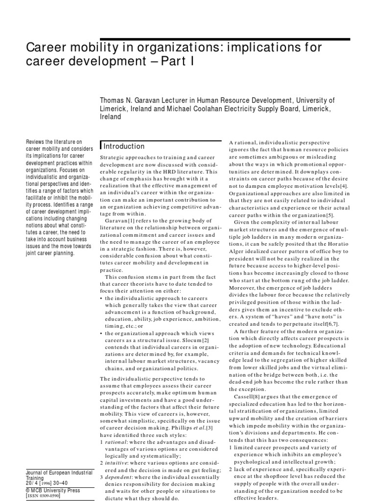 Career Mobility | PDF | Employment | Social Mobility
