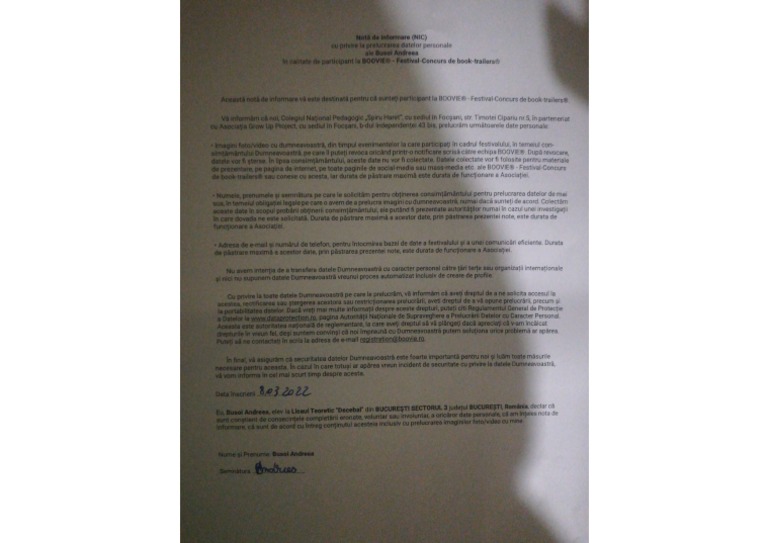 Nota de Informare | PDF