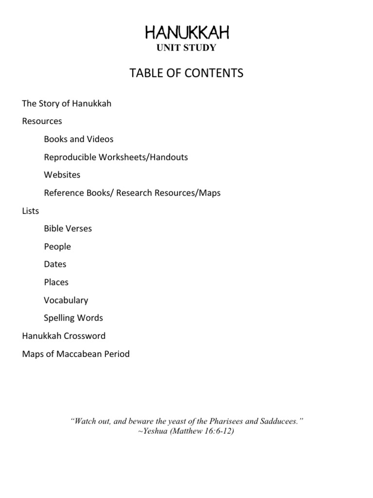 Hanukkah Unit Study | PDF | Hanukkah | Jews And Judaism