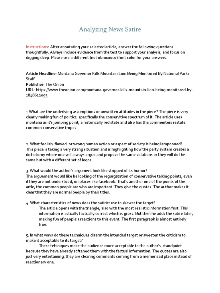 Analyzing News Satire | PDF | Satire | Cognitive Science