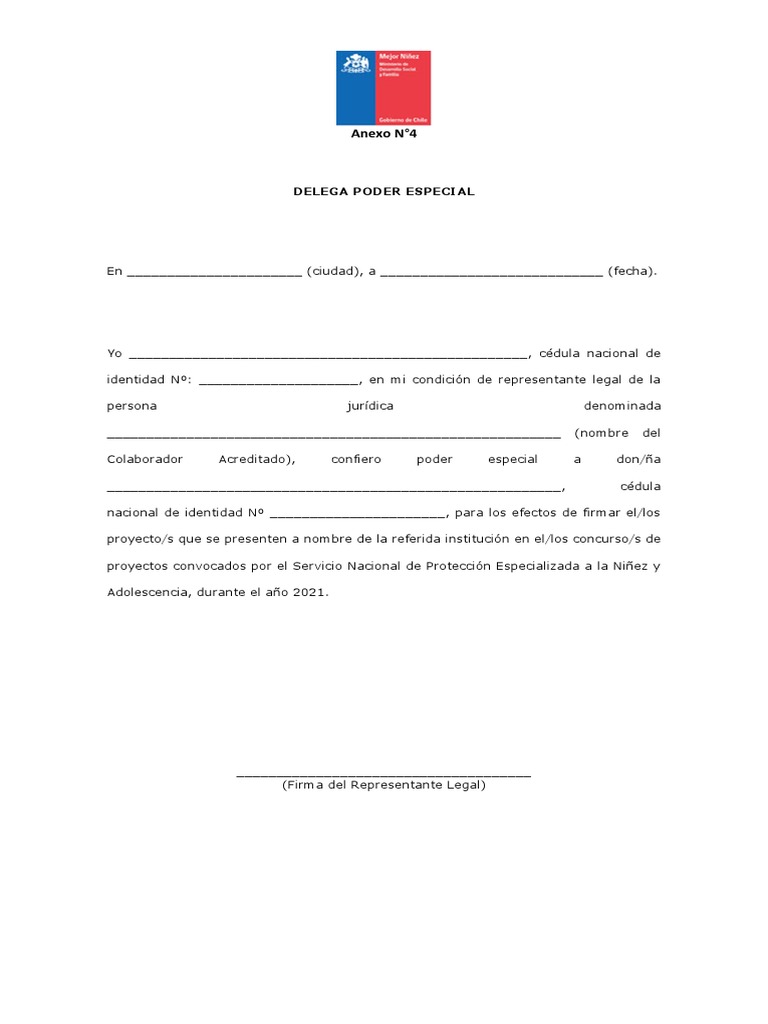 Anexo 4 Formato de Delegación Poder Especial para Firmar Los Form | PDF