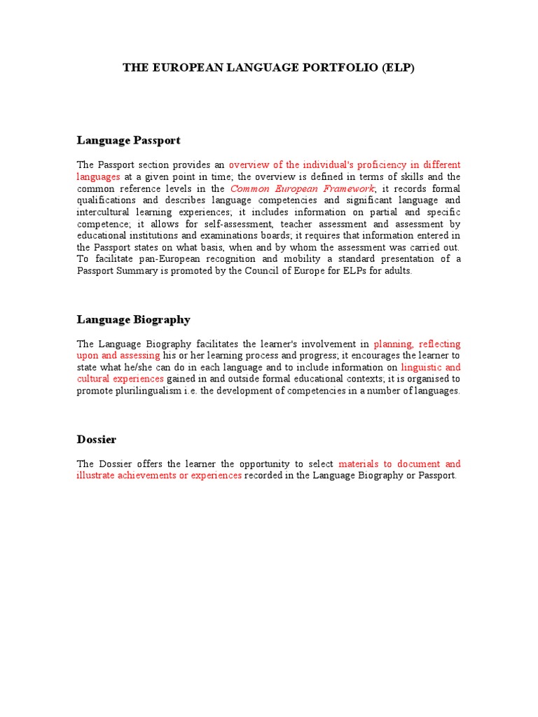 The European Language Portfolio | PDF | Career & Growth | Foreign ...