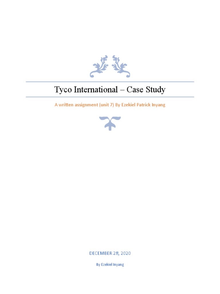 Tyco International - Case Study: A Written Assignment (Unit 7) by ...