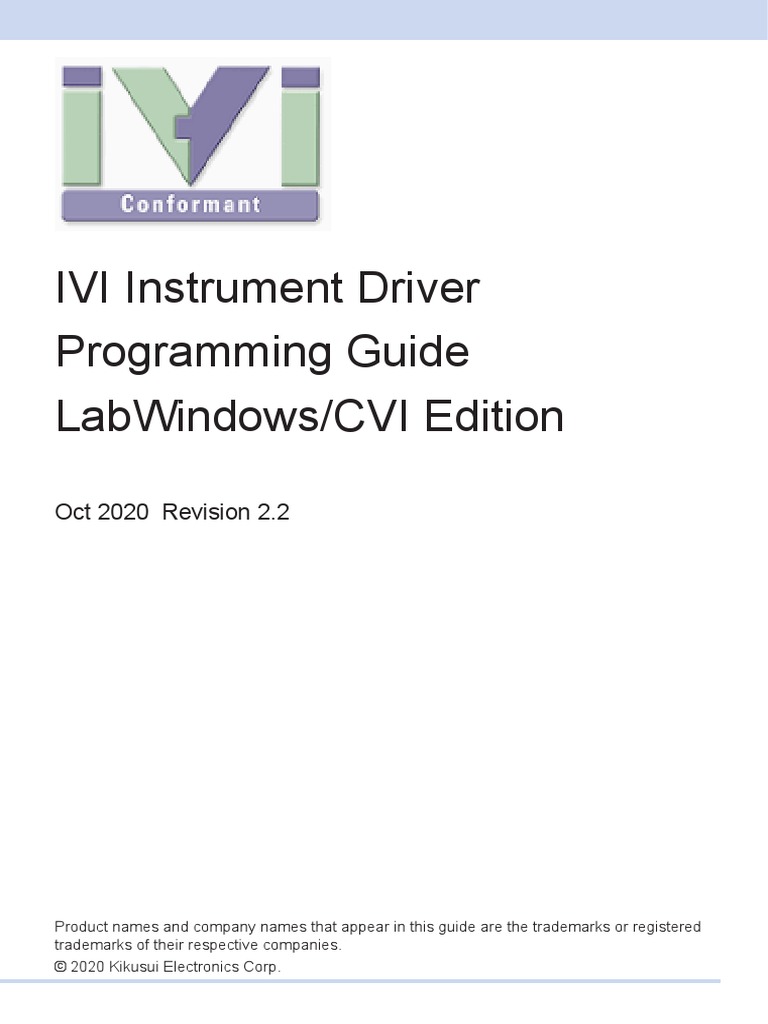 Ivi Instrument Driver Programming Guide Labwindows/Cvi Edition | PDF ...