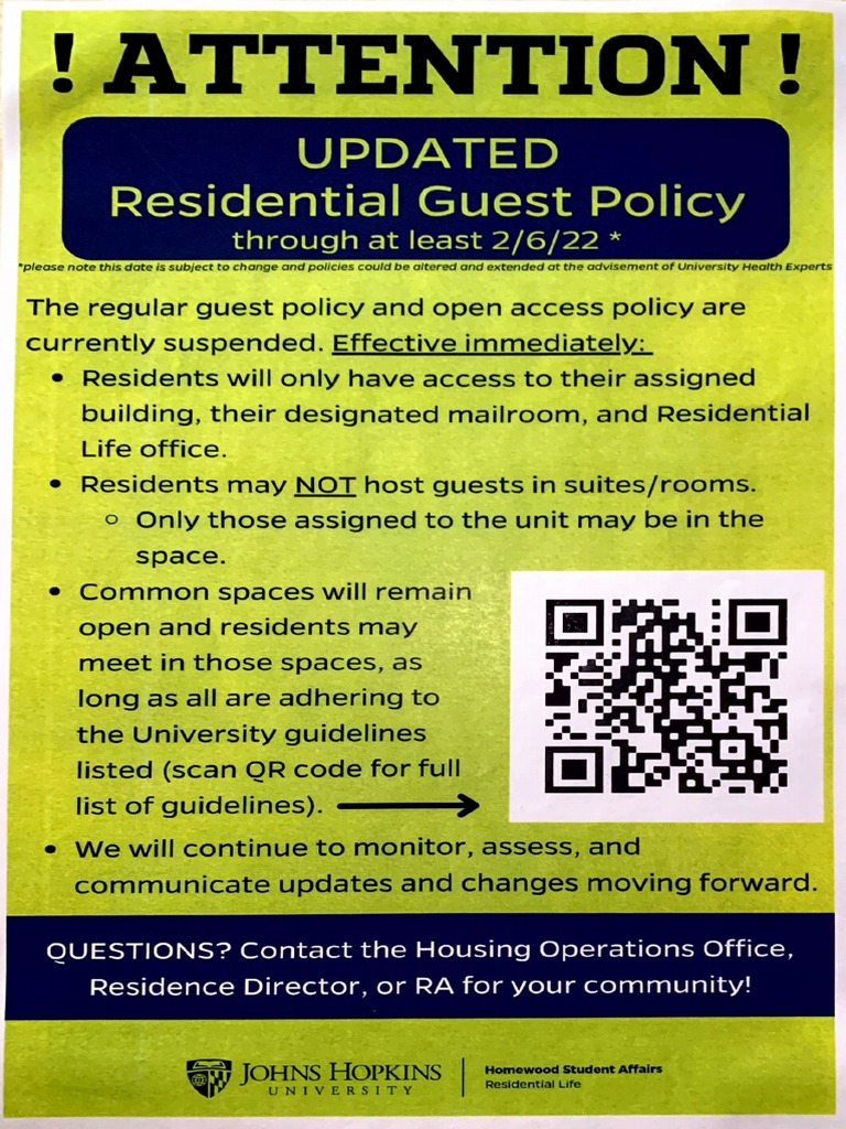 Updated Residential Guest Policy: Through at Least 2/6/22 | PDF | Home ...