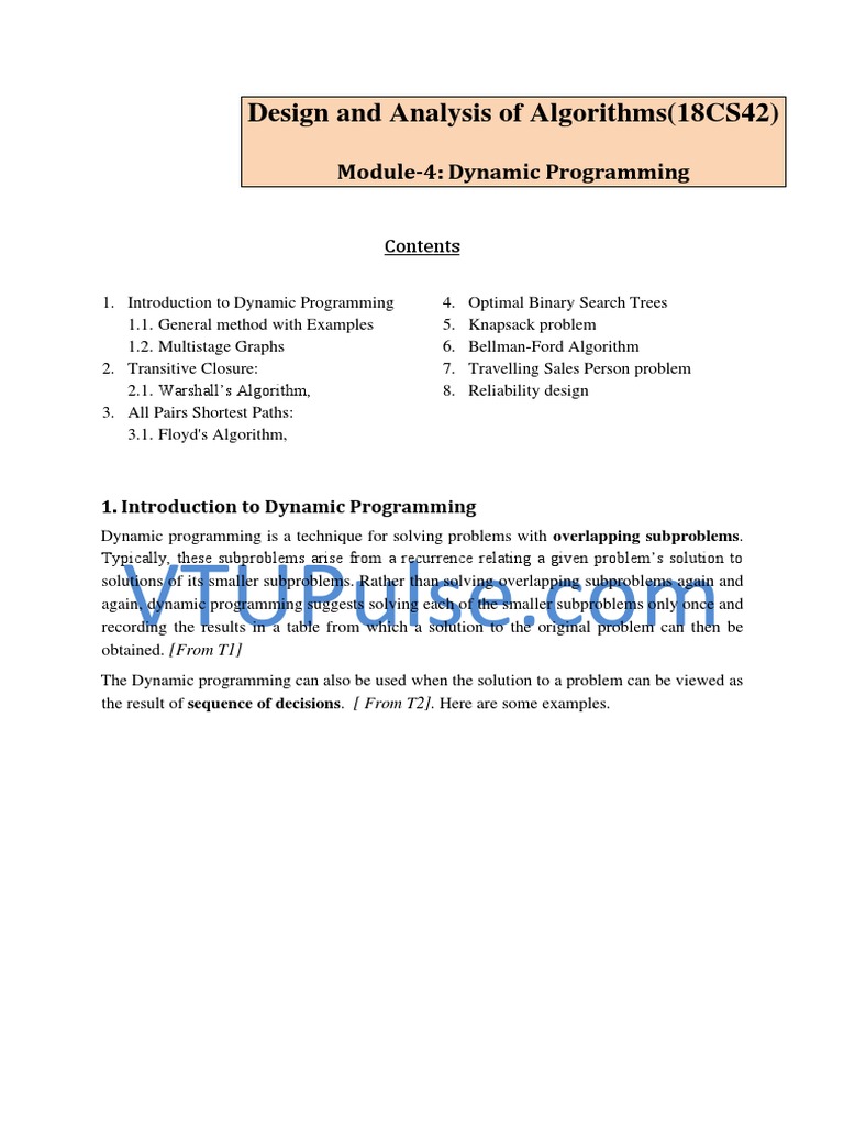 Daa Module 1 | Download Free PDF | Dynamic Programming | Matrix (Mathematics)