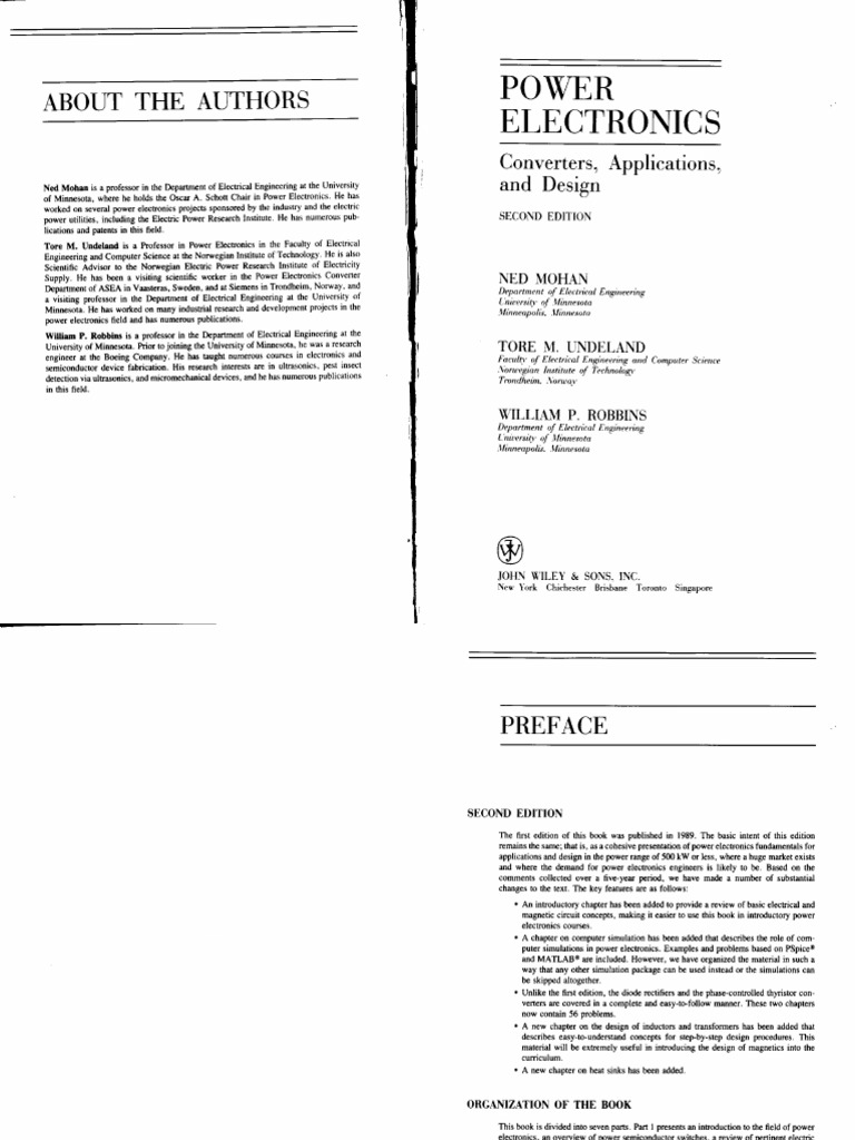 Power Electronics by Ned Mohan | PDF | Science | Electronics