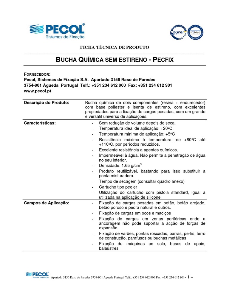 Bucha Química Pecol | PDF | Embalagem e rotulagem