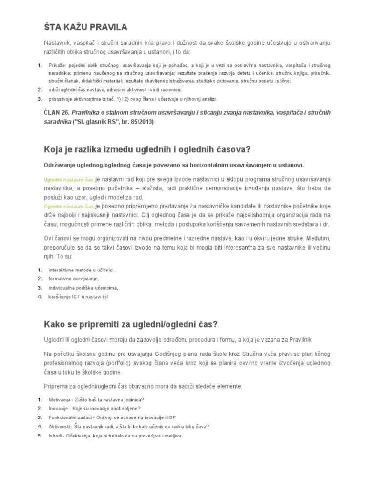 Pravila Ugledni I Ogledni Cas | PDF