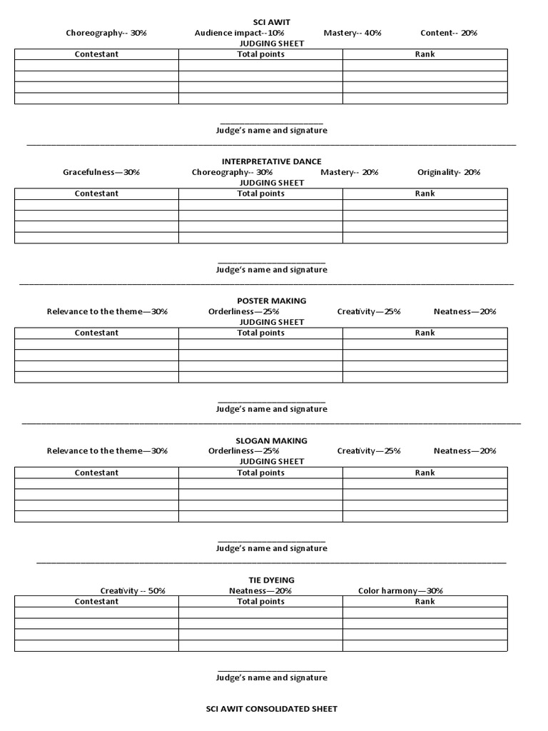 Judging Sheet | PDF