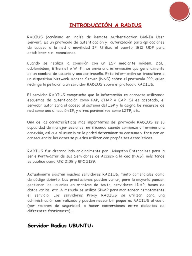 SERVIDOR RADIUS Config | PDF | Radio | Transmisión de datos