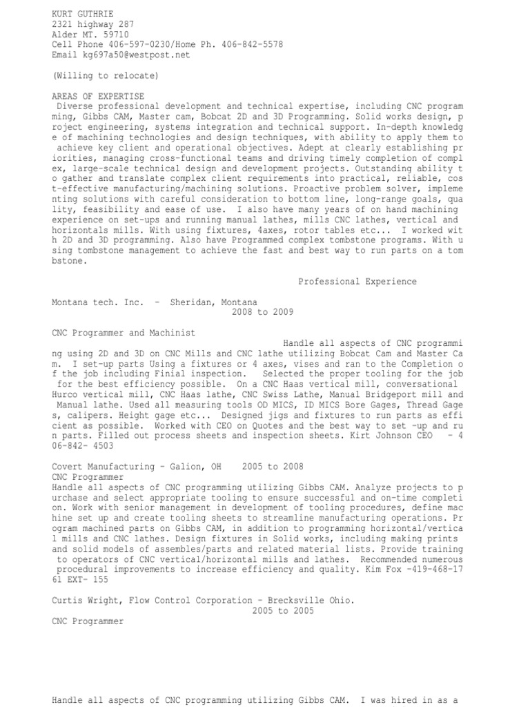 CNC Programmer | PDF | Machinist | Numerical Control