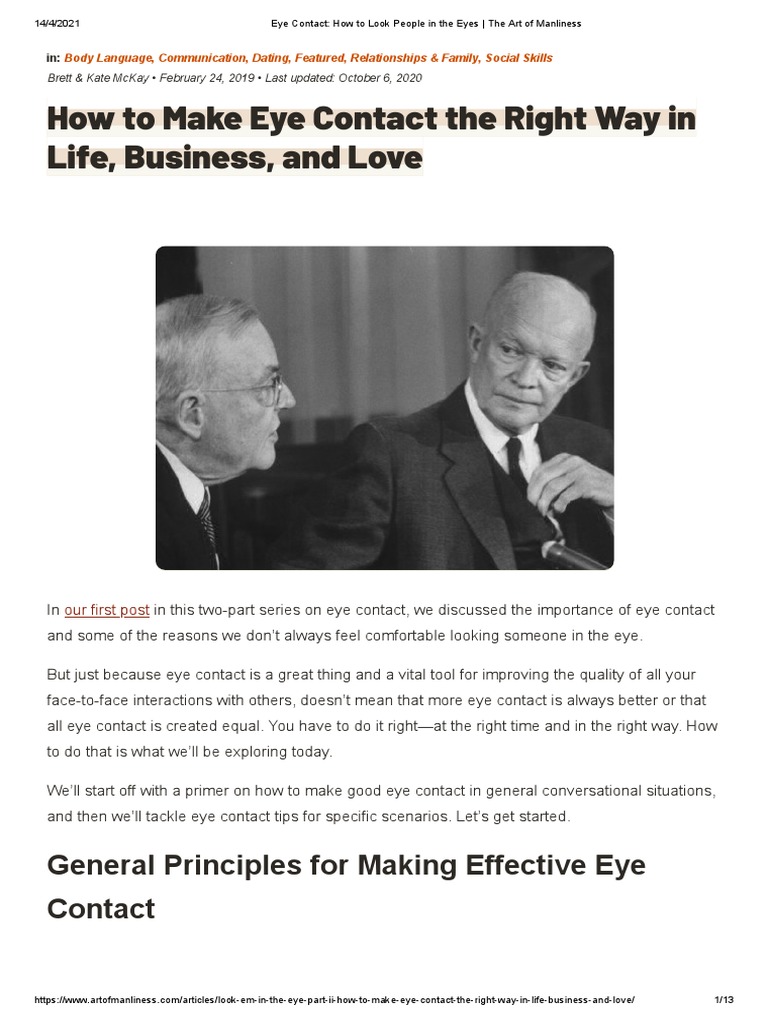 Mastering Eye Contact Techniques | PDF | Job Interview | Love