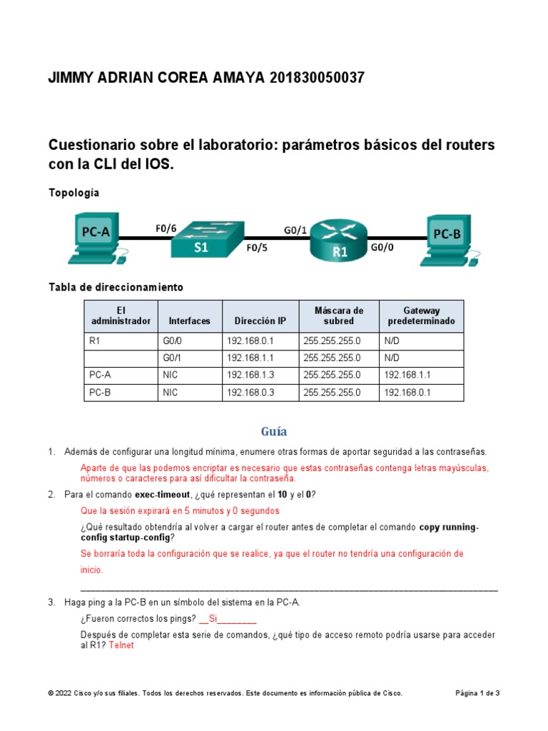 Tarea 2 Guia Configuración de Los Parámetros Básicos de Router Jimmy ...