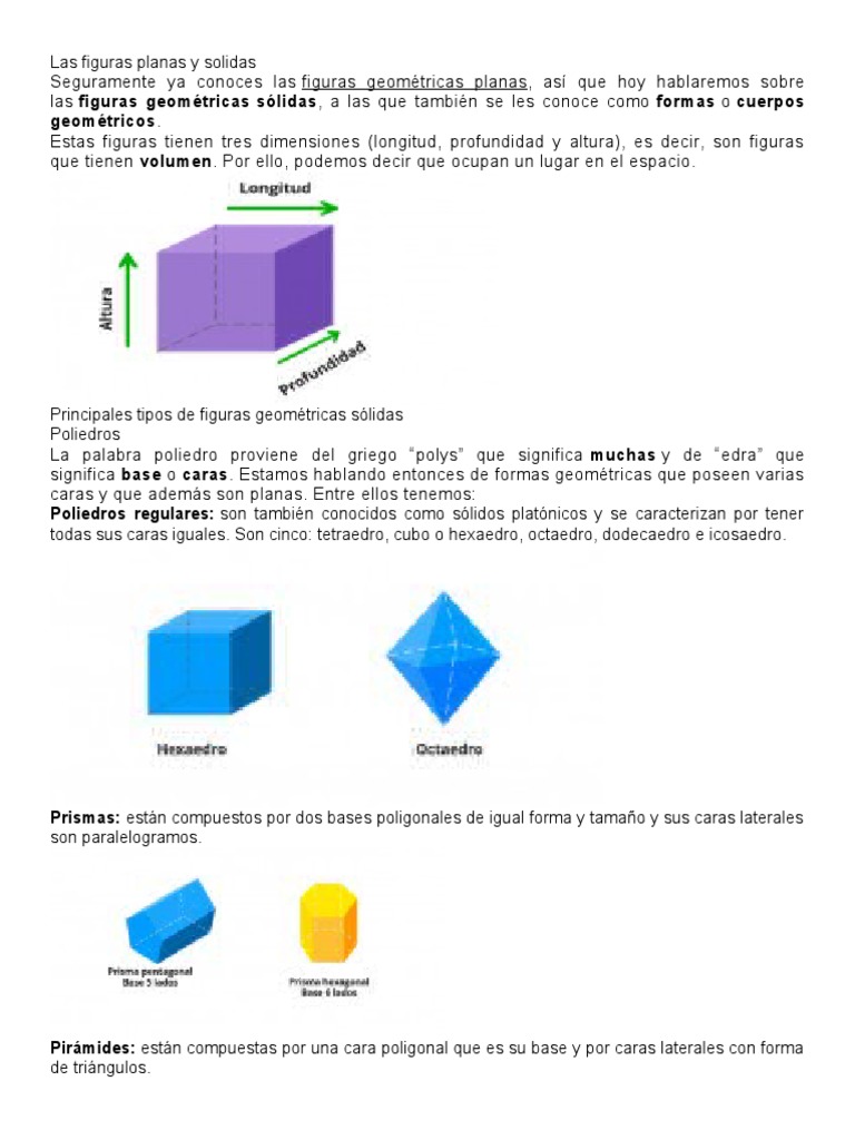 Las Figuras Planas y Solidas | PDF | Formas geométricas | Geometría