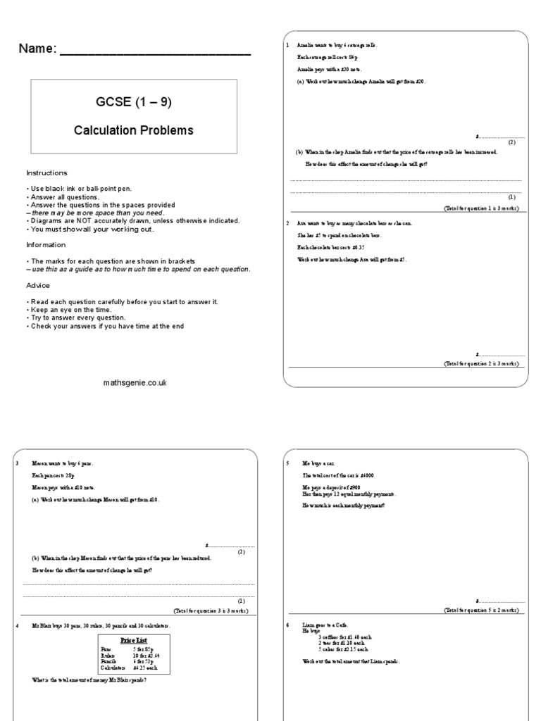 2 Calculation Problems | PDF