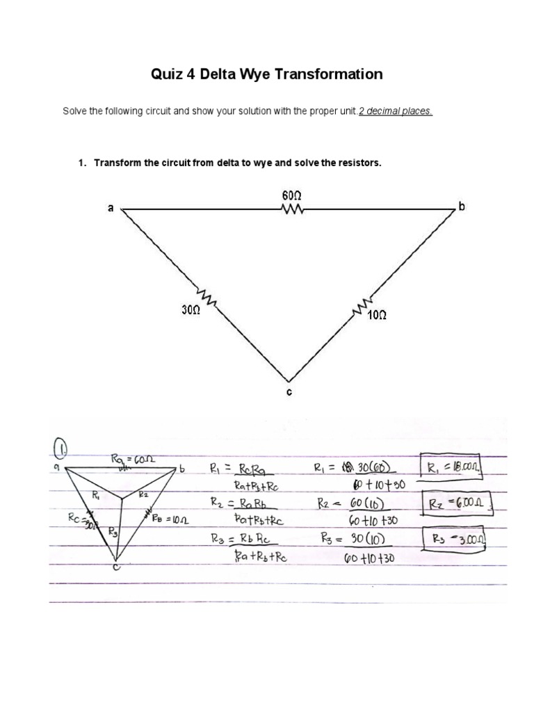 Kristian Patrick Cundangan - Quiz 4 - Delta Wye Transformation | PDF