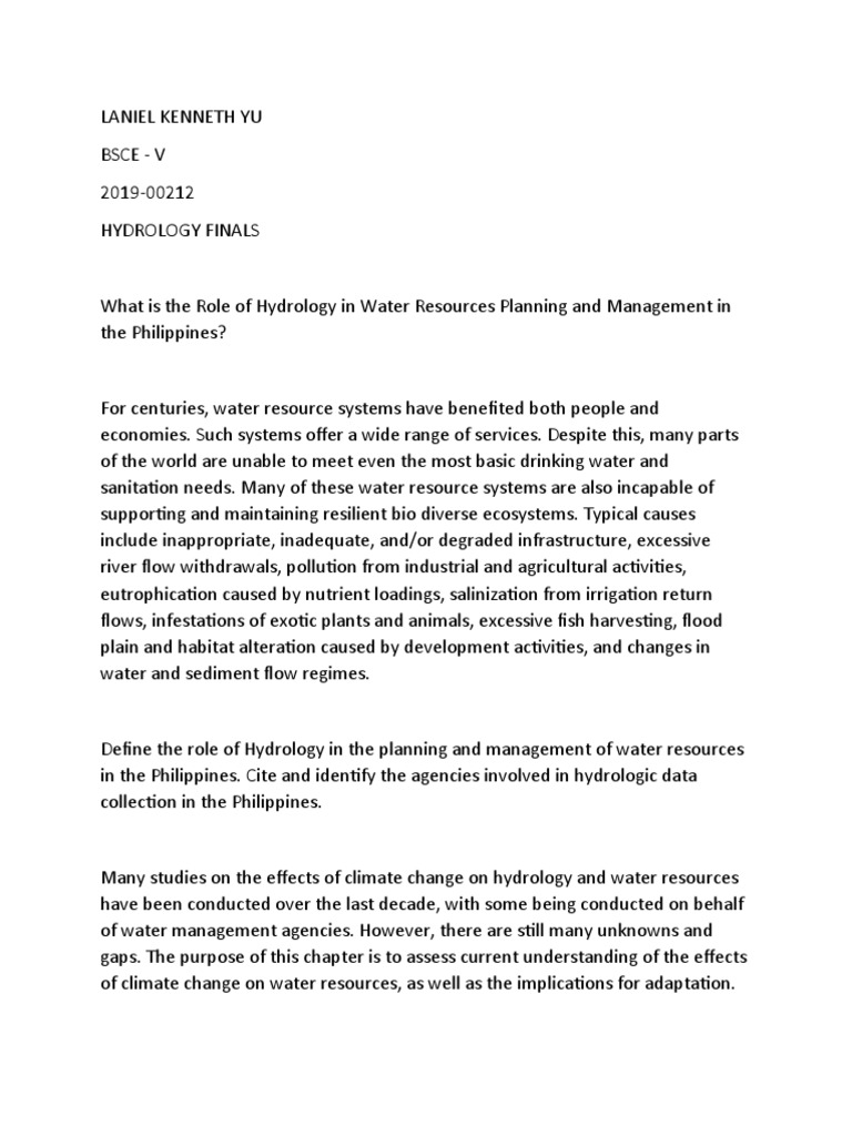 Hydrology Final Exam | PDF | Water Resources | Water