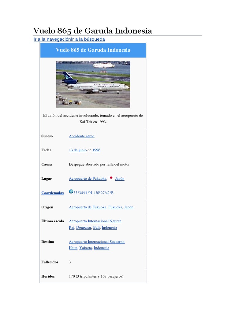 Vuelo 865 de Garuda Indonesia | PDF | Accidentes e incidentes de ...