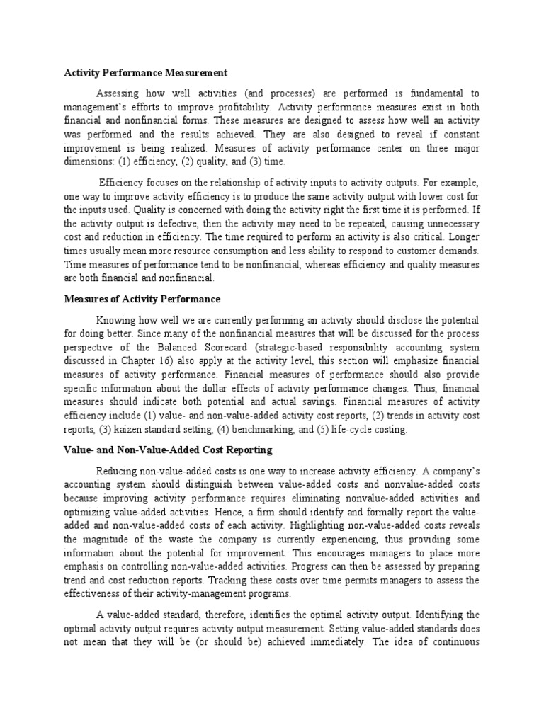 Activity Performance Measurement | PDF | Benchmarking | Efficiency