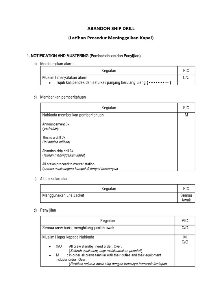 Abandon Ship Drill | PDF