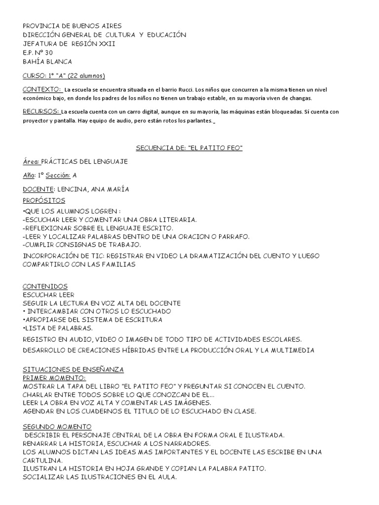 Secuencia Patito Feo 1a | PDF