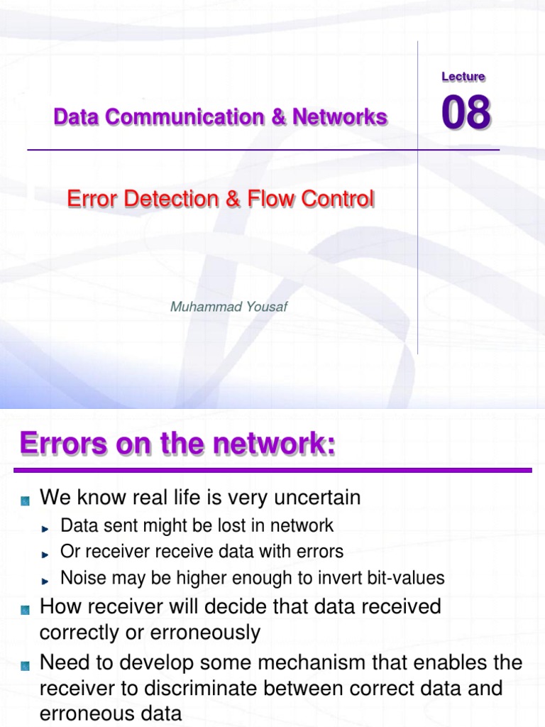 Ccnet Lec 08 Error Detection And Flow Control Pdf Transmission Control Protocol Error