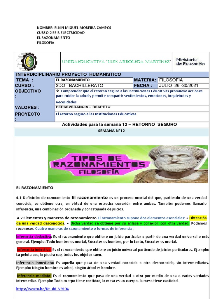 El Razonamiento Filosofia | PDF | Inferencia | Verdad