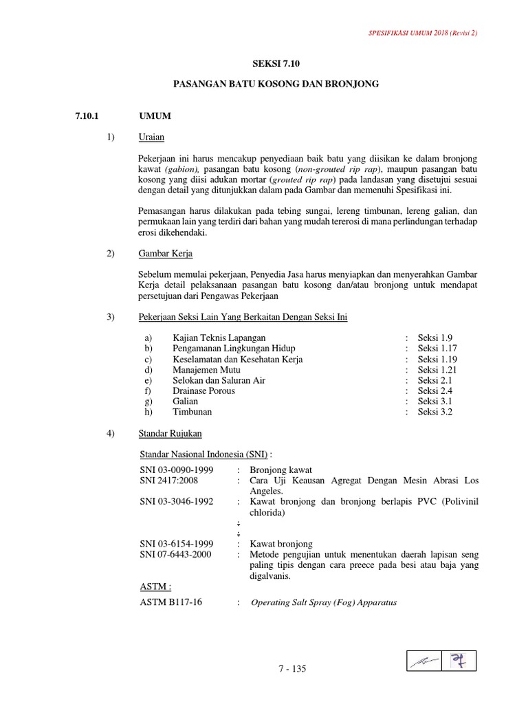 Seksi 7.10 Pas Batu Kosong - Bronjong | PDF