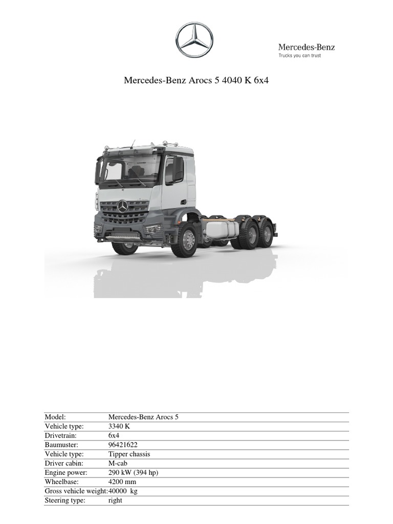 4040 K Arocs 5 6x4 | PDF | Truck | Transmission (Mechanics)