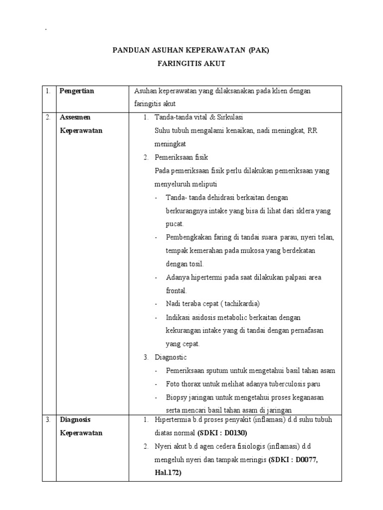 Panduan Keperawatan Faringitis Akut | PDF | Kesehatan Holistik