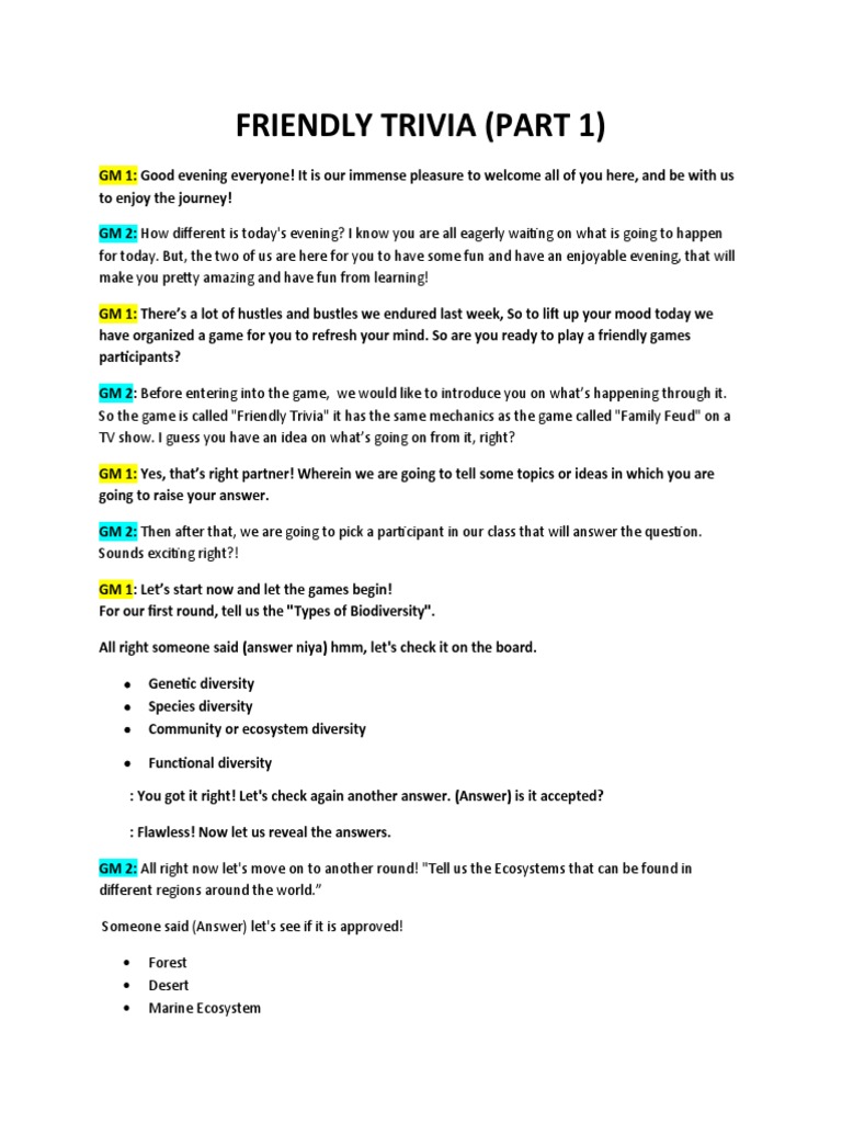 Script Friendly Trivia - Docx Thefinale | PDF | Environmental ...