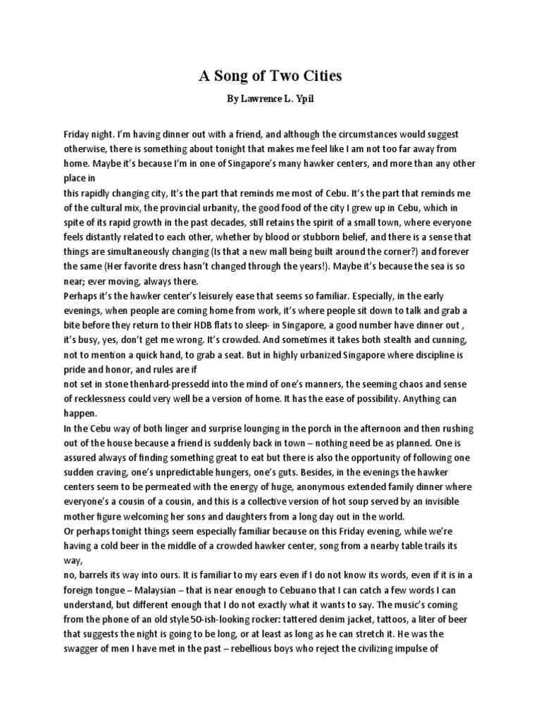 A Song of Two Cities: by Lawrence L. Ypil | PDF