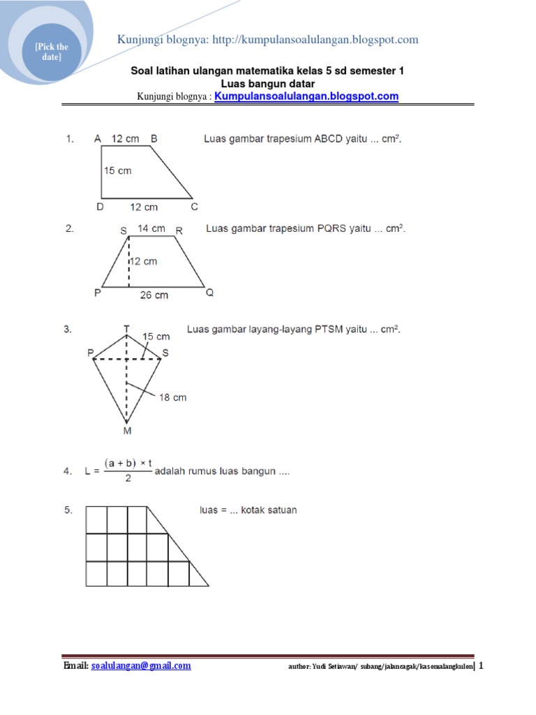 Soal Matematika Kelas 5 SD | PDF